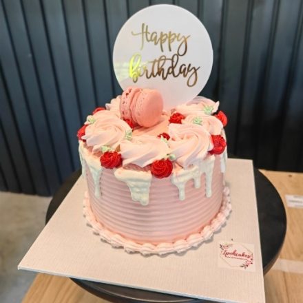 Korean – Pastel Pink White Drip Cake – Ipoh Cakes